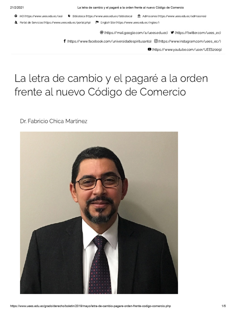 La Letra de Cambio y El Pagaré A La Orden Frente Al Nuevo Código de ...