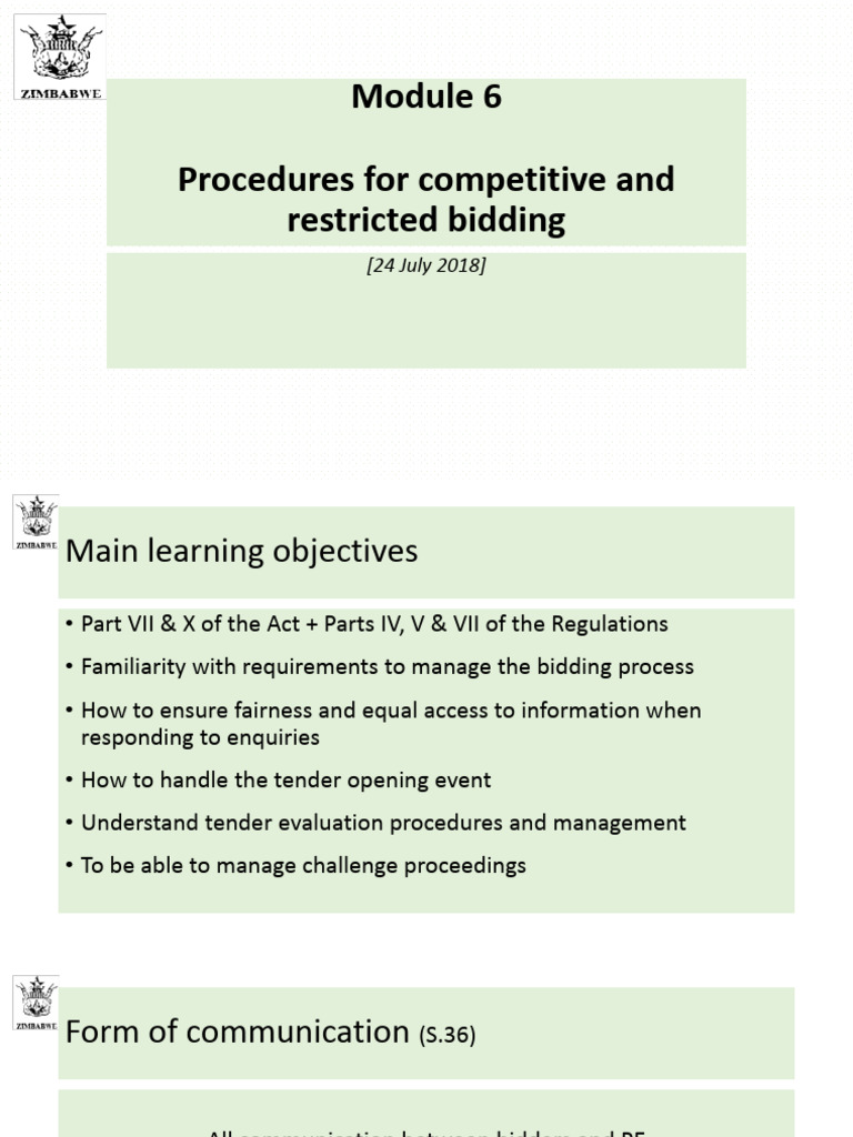 Module 6 Procedures For Competitive and Restrictive Bidding - ZIPAM ...