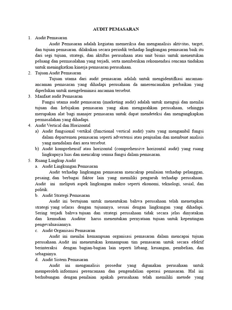 Audit Pemasaran | PDF | Bisnis