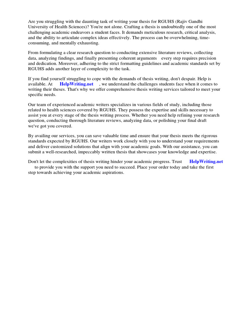 Thesis Done in Rguhs | PDF | Thesis | Medicine