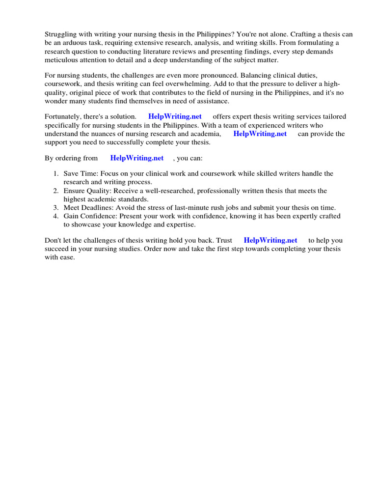Nursing Thesis Sample Philippines | PDF | Nursing | Thesis