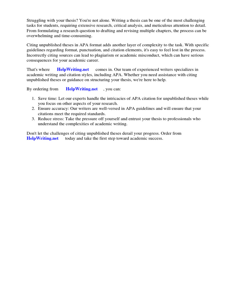 Cite Unpublished Thesis Apa | PDF | Apa Style | Thesis
