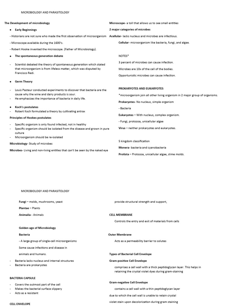 Micropara Notes | PDF | Cell (Biology) | Microorganism