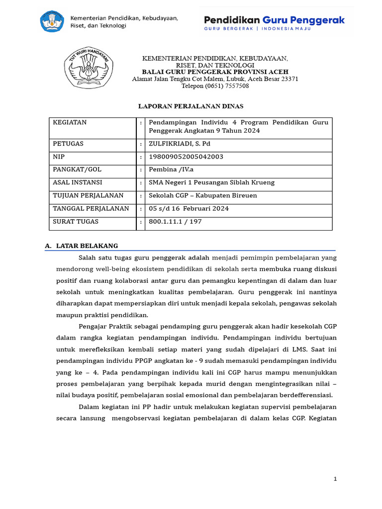 Lap Perjalanan Dinas Pi 4 | PDF