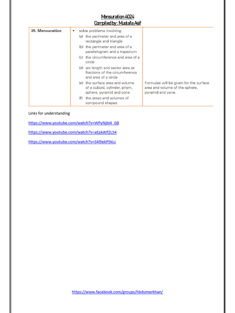 Mensuration Mathleets by Saad | PDF