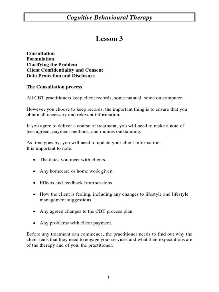 Lesson - 03 CBT | PDF | Cognitive Behavioral Therapy | Psychotherapy