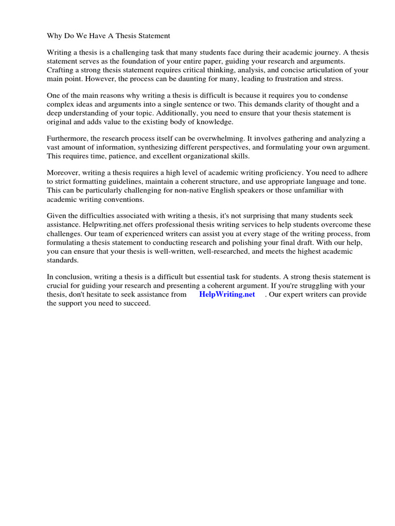 Why Do We Have A Thesis Statement | Download Free PDF | Essays | Thesis