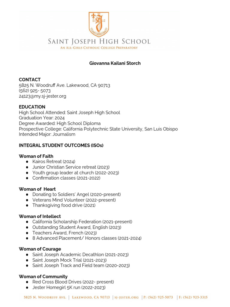 Senior Capstone Resume Template | PDF