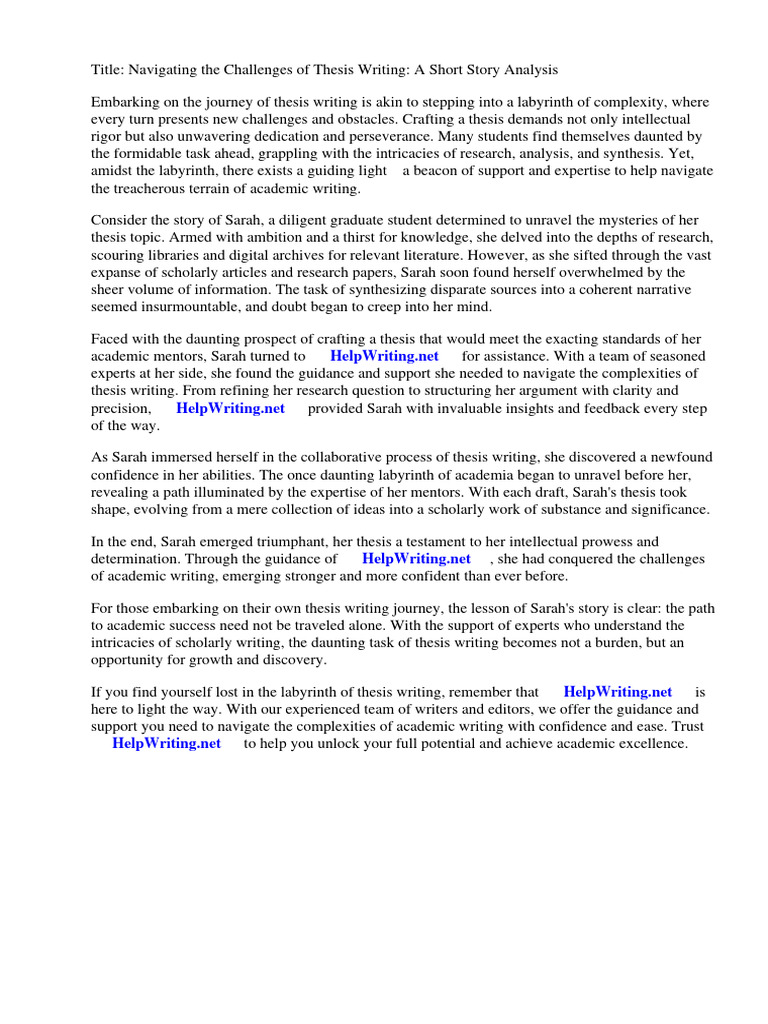 Thesis Analysis Short Story | Download Free PDF | Essays | Critical ...