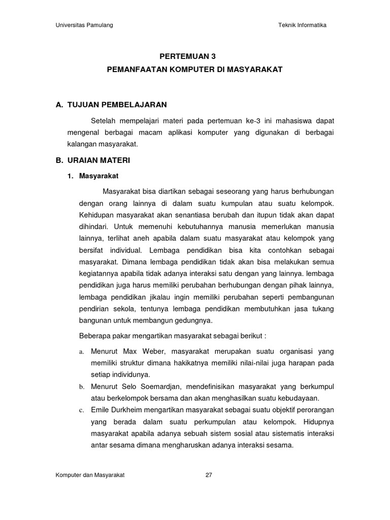 Komputer Dan Masyarakat | PDF