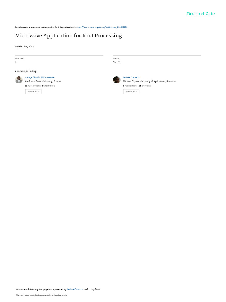 Microwave Application For Food Processing F 09422934 | PDF | Radio Wave ...