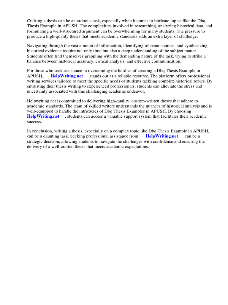 DBQ Thesis Example Apush | PDF | Essays | Whig Party (United States)