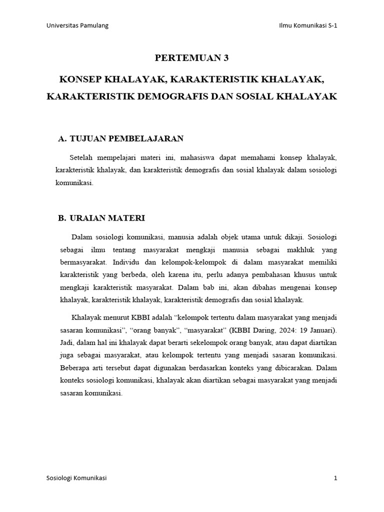 Konsep Dan Karakteristik Khalayak | PDF | Ilmu Sosial