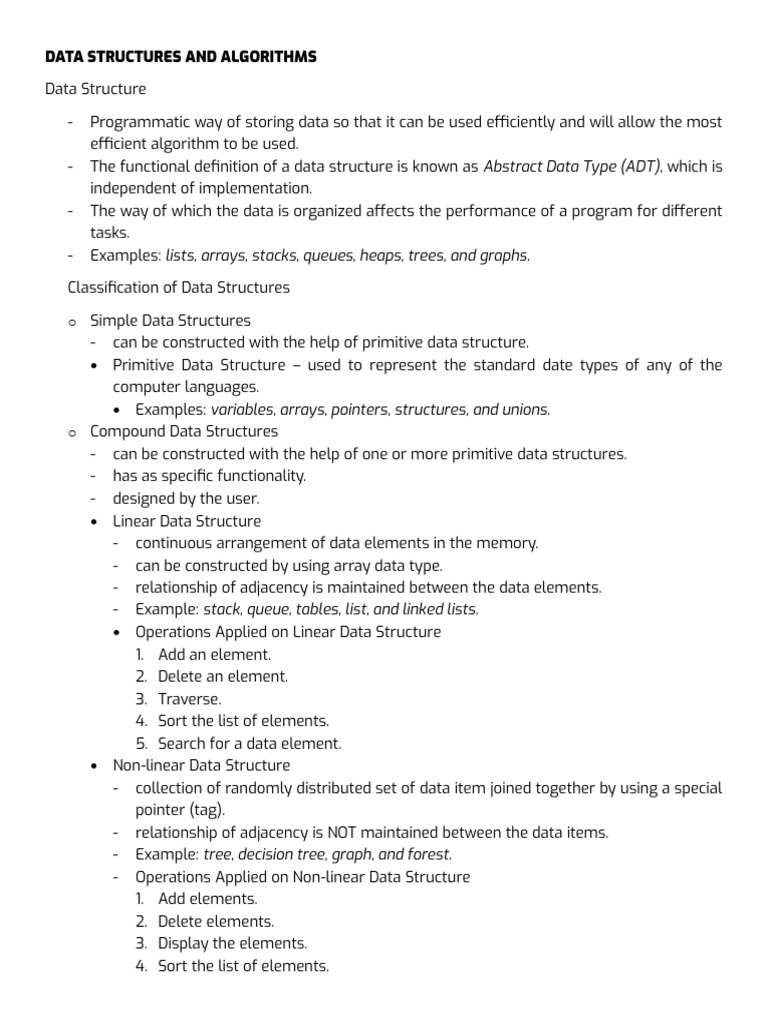 Dsa Reviewer 1 | PDF | Queue (Abstract Data Type) | Data Structure