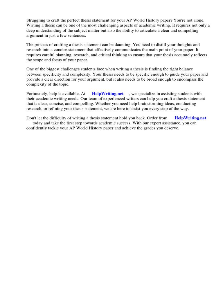 AP World Thesis Statement | PDF | Essays | Thesis