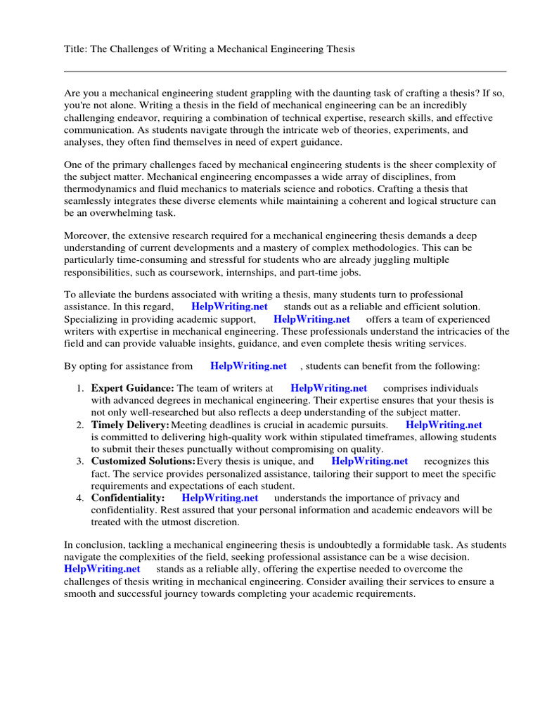 Thesis Mechanical Engineering | PDF | Engineering | Thesis