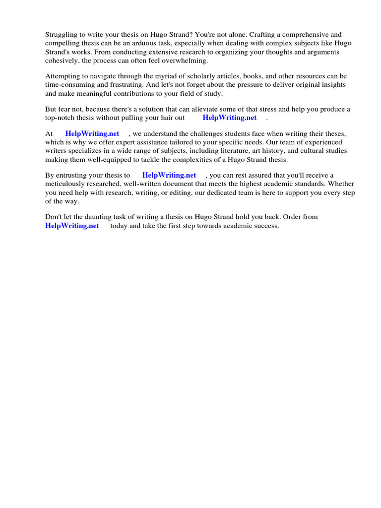 Hugo Strand Thesis | Download Free PDF | Written Communication | Writing