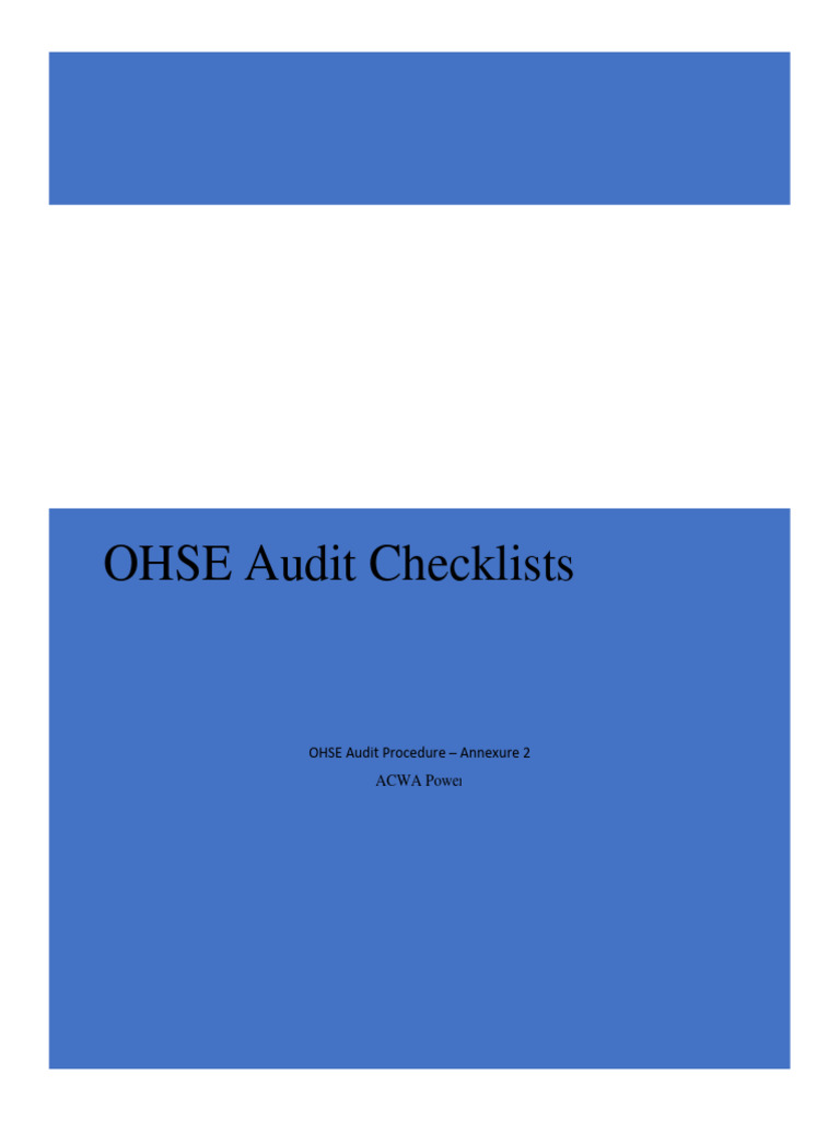 Annex. 2 OHSE Audit Checklists Rev.01 | PDF | Personal Protective ...