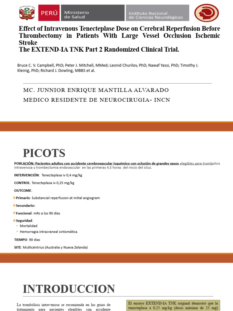 Dosis de Tenecteplasa en Ictus Isquémico | PDF | Carrera | Medicina CLINICA