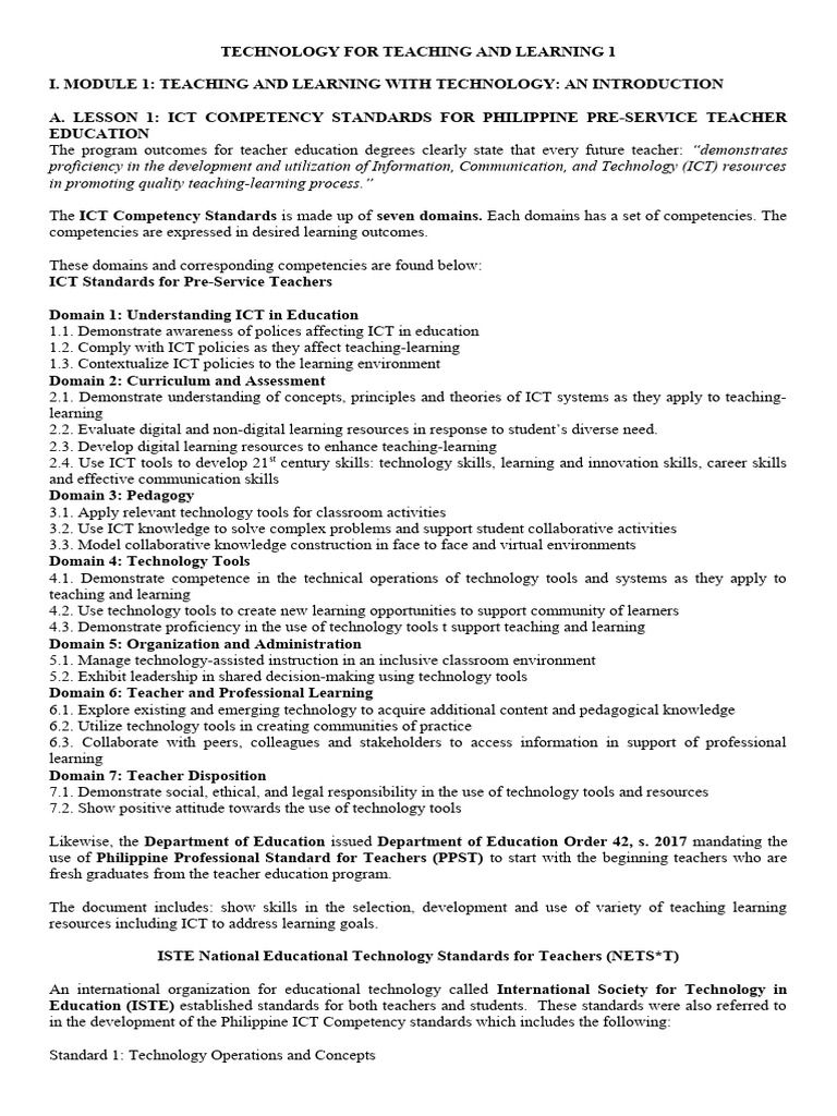 Technology For Teaching and Learning 1 | PDF | Educational Technology | Learning