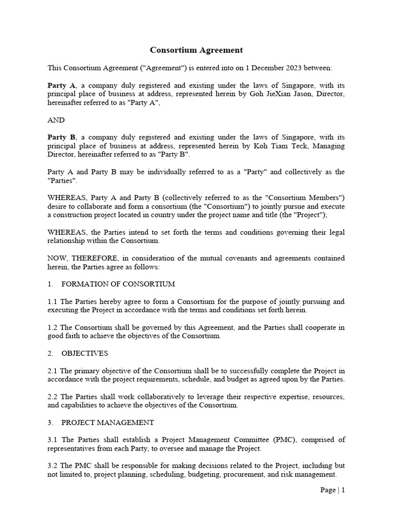 Consortium Agreement A | PDF | Breach Of Contract | Mediation