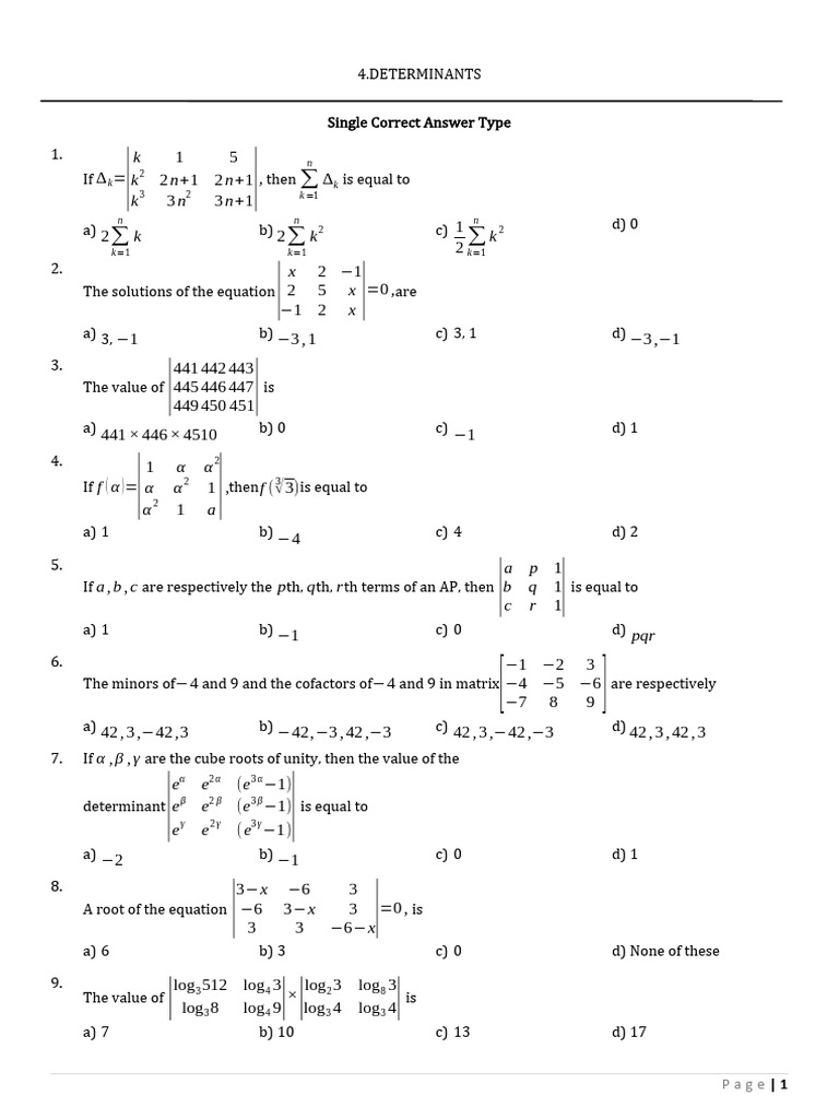 Determinants | PDF | Triangle | Algebra