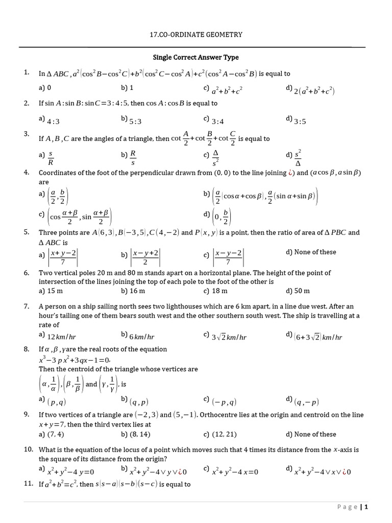 Coordinate Geometry Practice Questions | PDF | Triangle | Angle