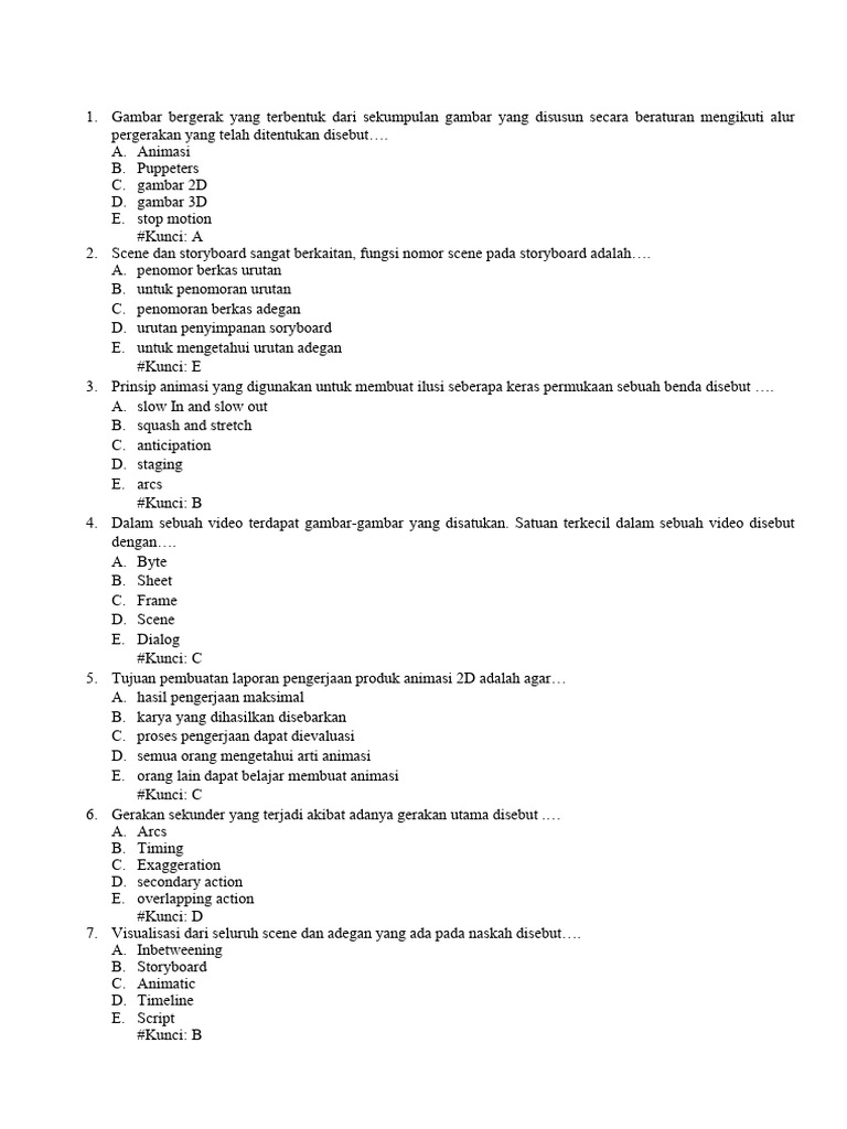 #Ujian Soal Animasi | PDF