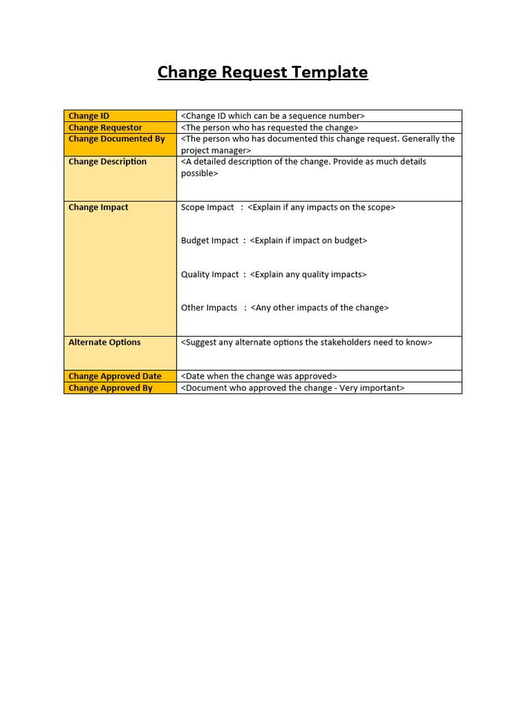 Change Request Word Template | PDF
