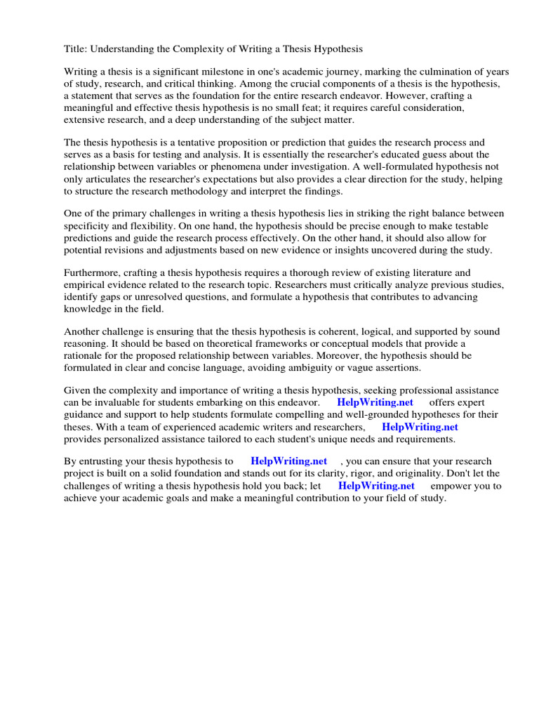 Thesis Hypothesis Meaning | PDF | Hypothesis | Scientific Method