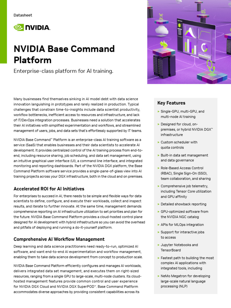 Nvidia DGX Base Command Platform Datasheet Us Web | PDF | Cloud Computing | Information Technology