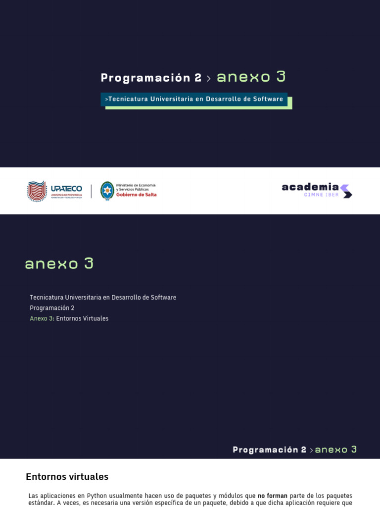 Anexo 3 - EntornosVirtuales | PDF | Software de la aplicacion | Python (lenguaje de programación)