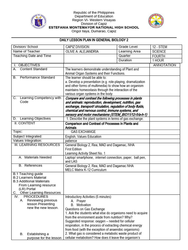 Alejandria Olive COT GenBIO 2 | PDF | Respiratory System | Breathing