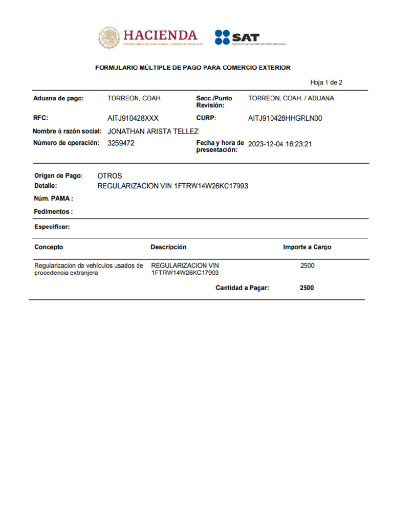 Pago Sat 1 | PDF