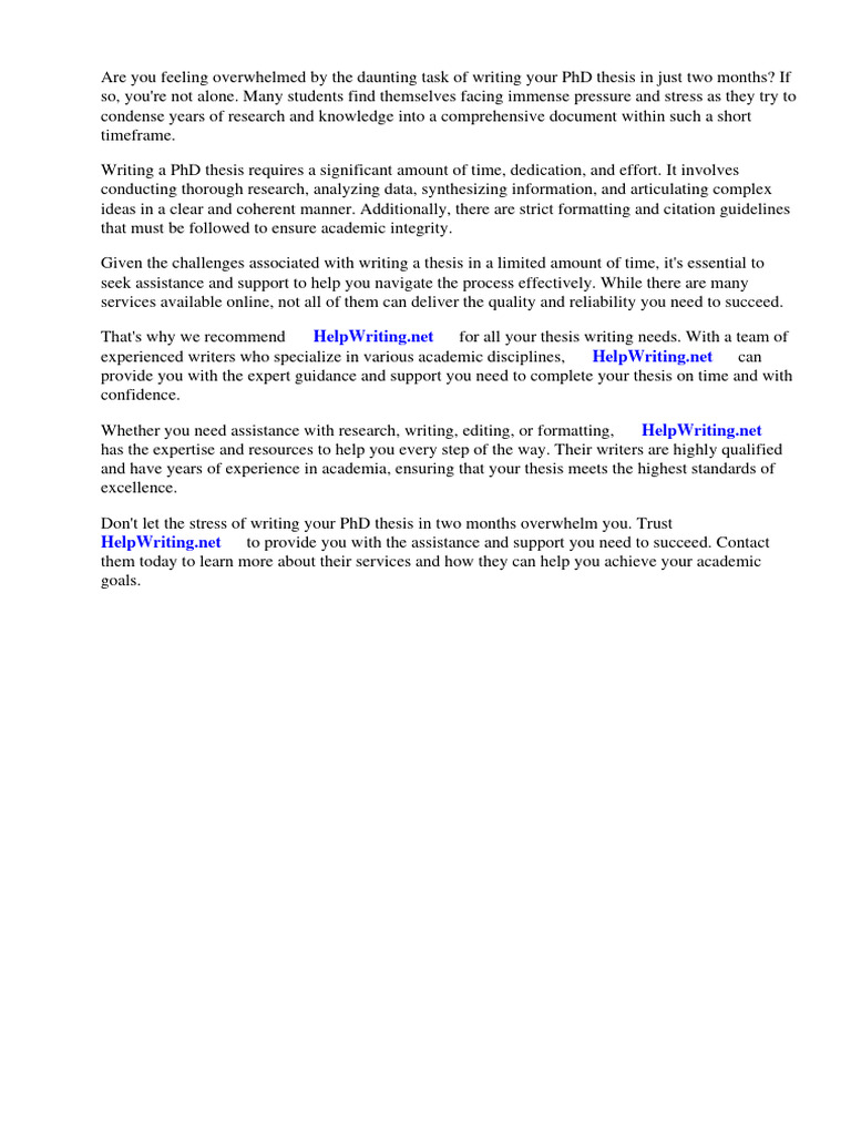 Writing PHD Thesis in 2 Months | PDF | Thesis | Methodology