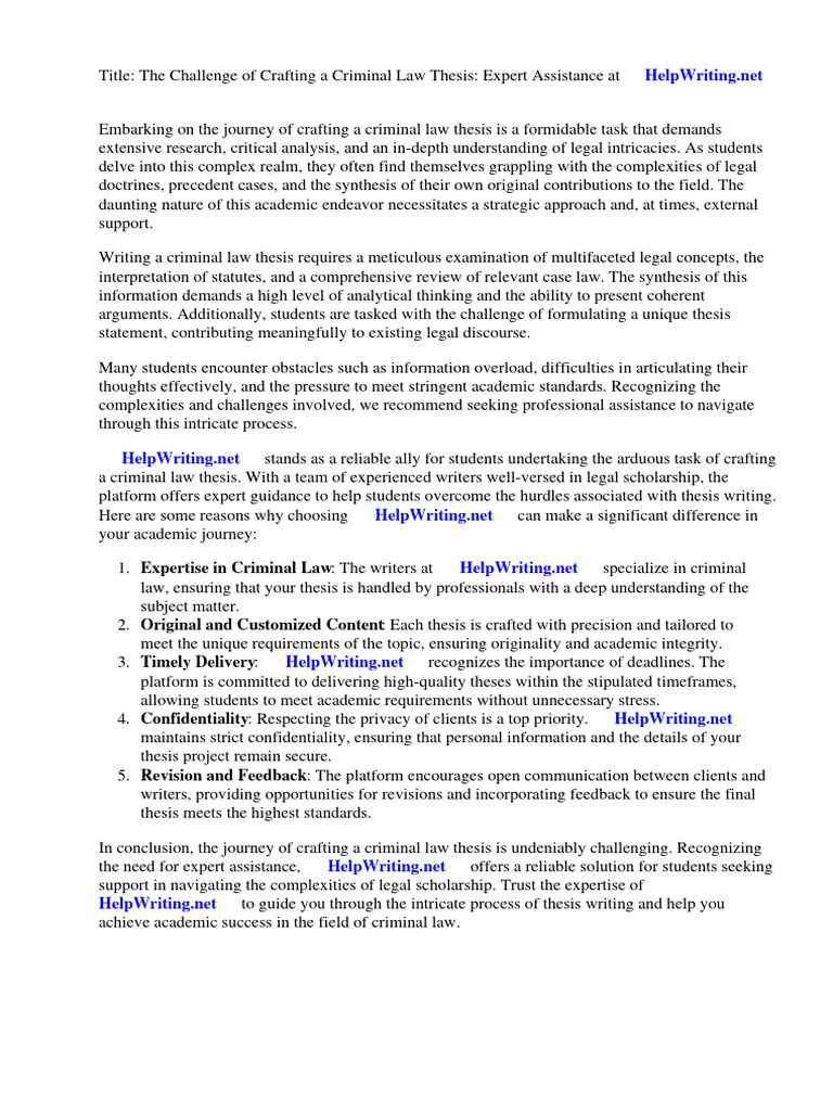 Criminal Law Thesis Topics | PDF | Crimes | Crime & Violence