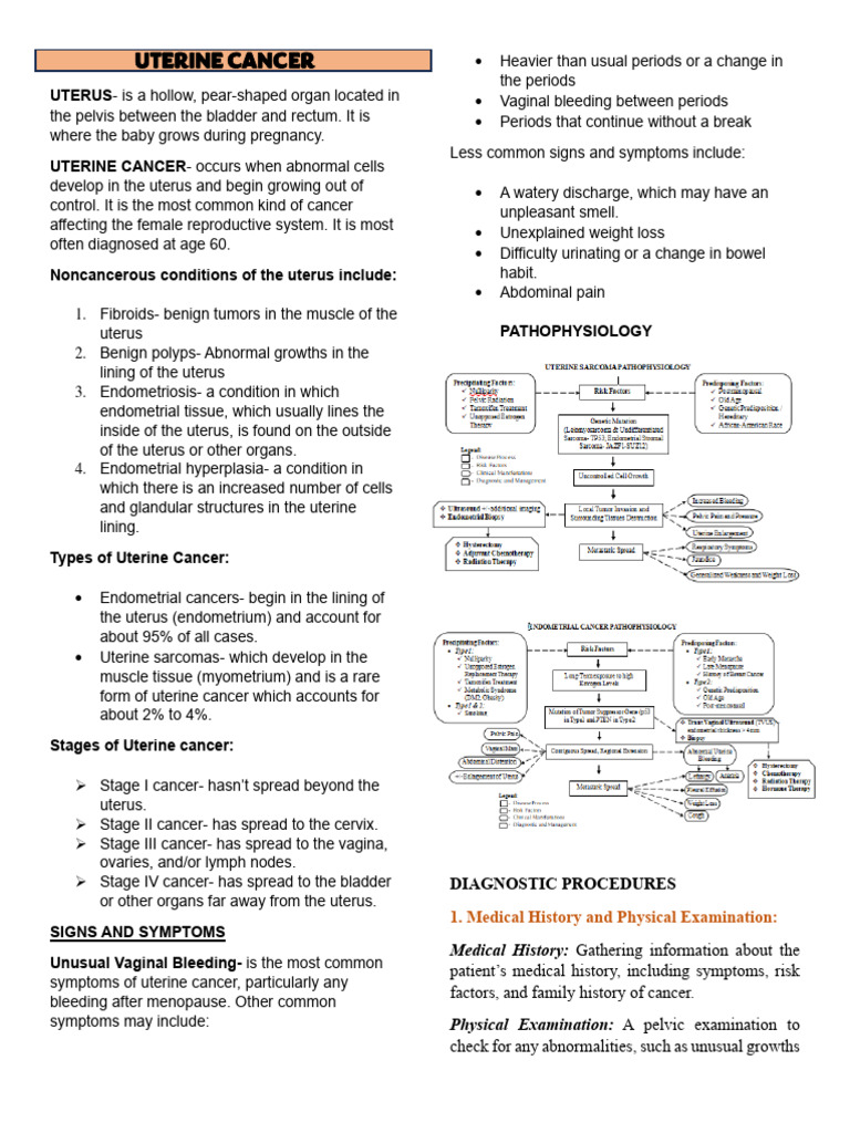 Uterine Cancer Handouts | PDF | Uterus | Cancer