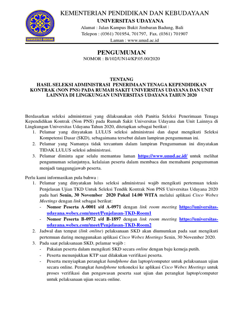 Pengumuman Seleksi Administrasi Dan Lampiran | PDF