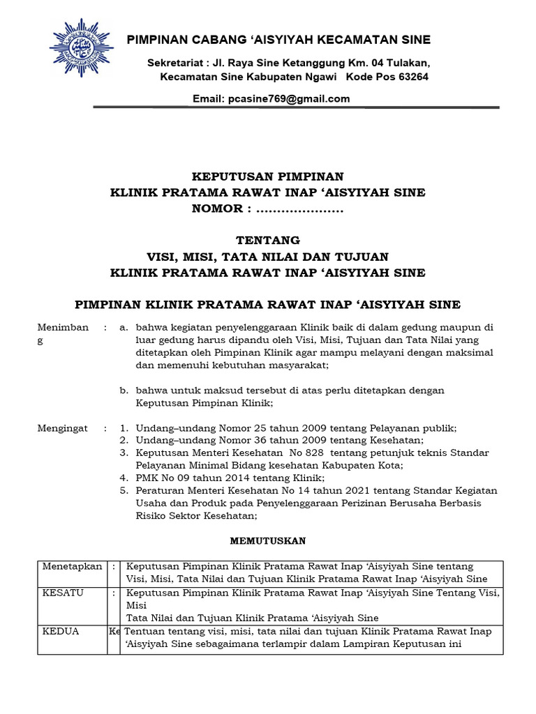 SK VISI MISI Dan TATA NILAI | PDF