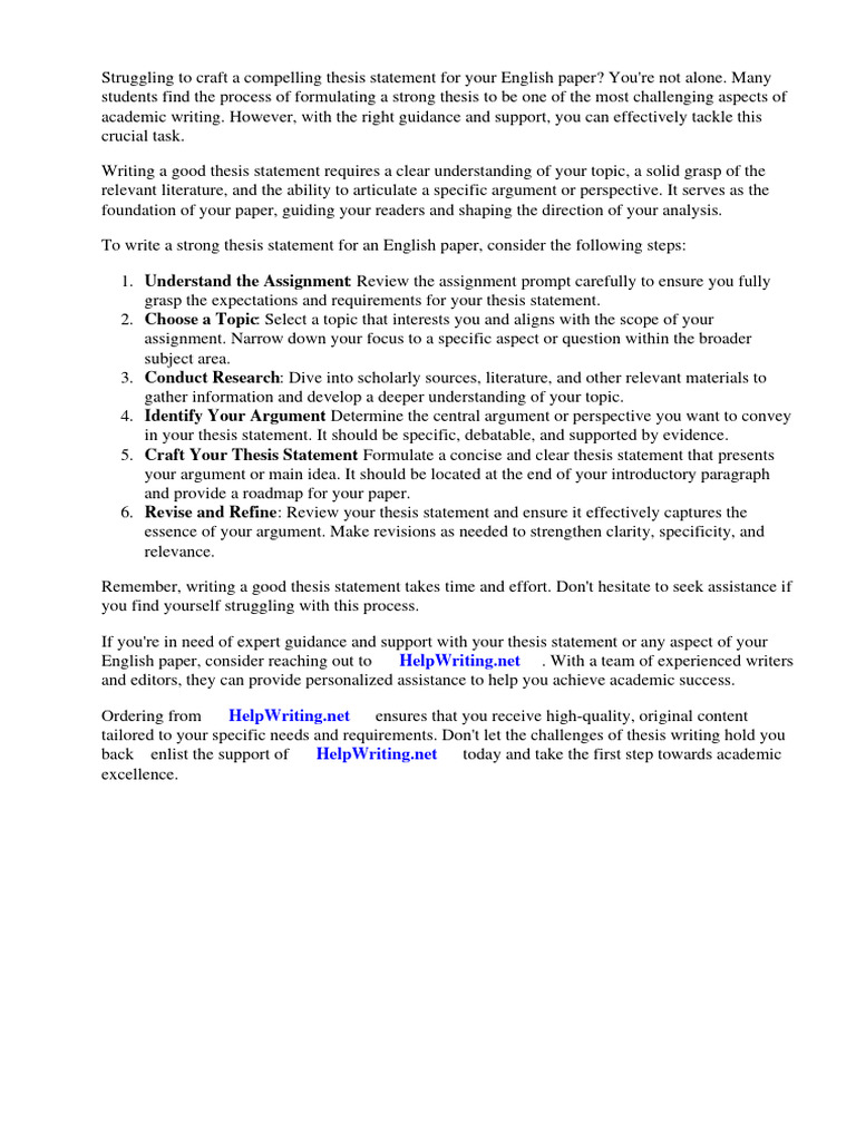 How To Write A Good Thesis Statement For English | PDF | Essays | Thesis