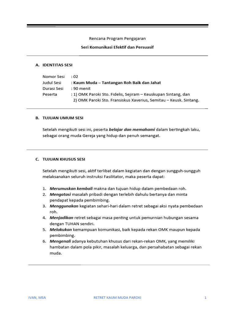 Rencana Program Pengajaran | PDF