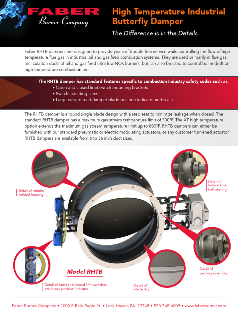 RHTB Round High Temperature Industrial Butterfly FGR Damper 1015 | PDF ...