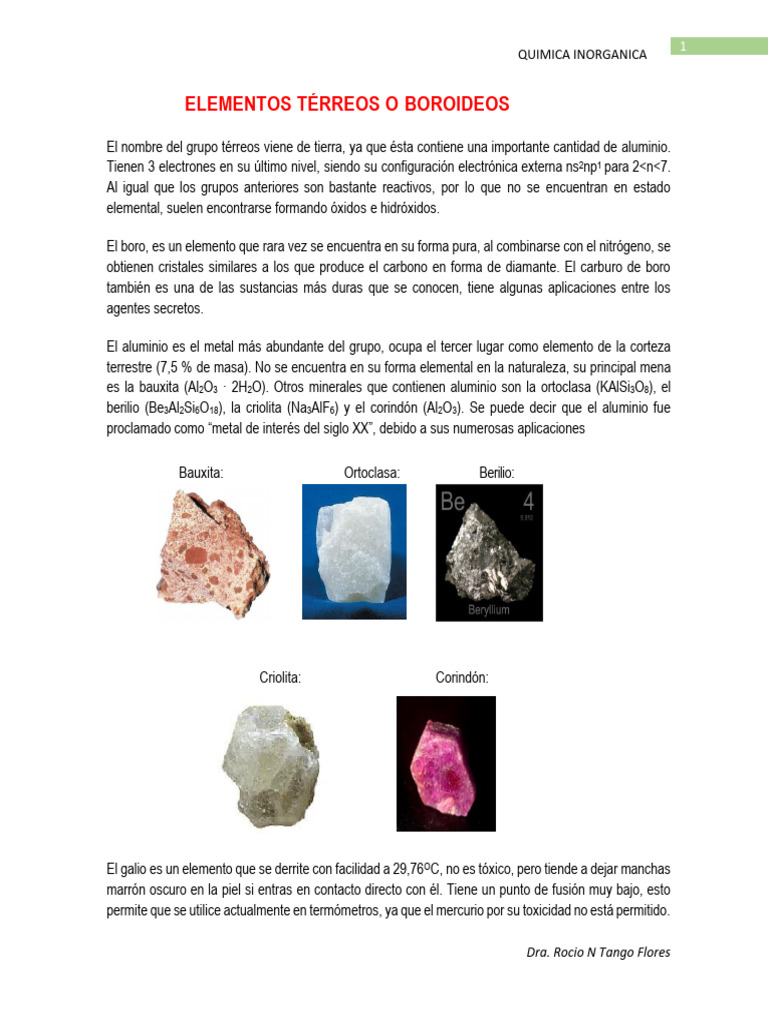 Elementos Térreos o Boroideos | PDF | Sustancias químicas | Física atómica