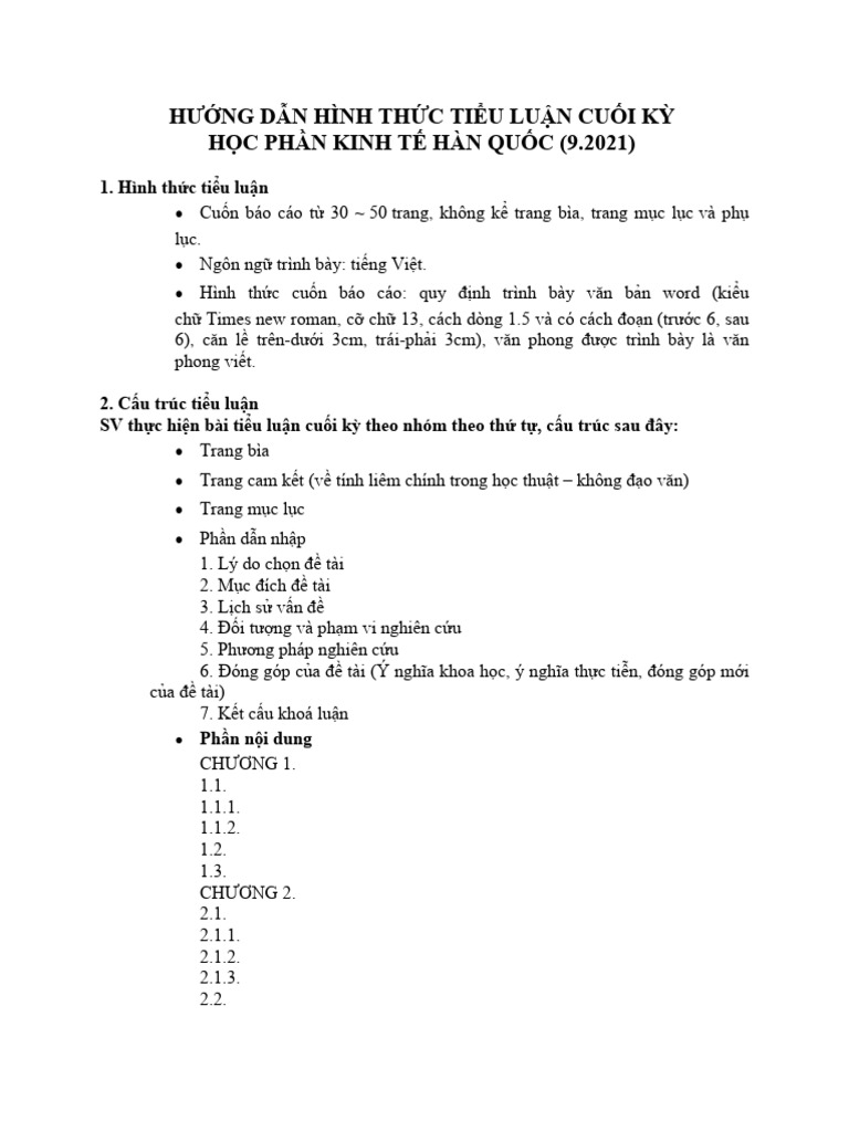 Huong Dan Thuc Hien Tieu Luan Cuoi Ky | PDF