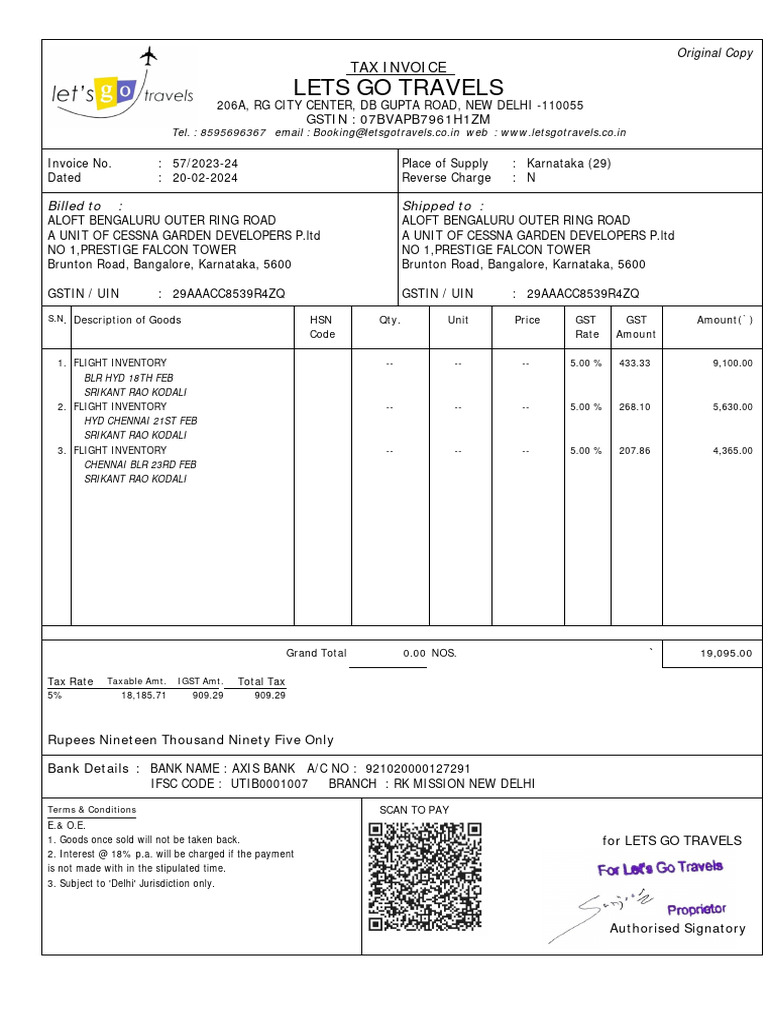 Lets Go Travel Invoice | PDF | Taxation | Payments