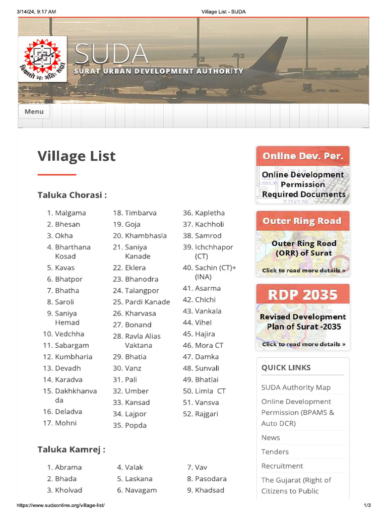 SUDA - Village List | PDF