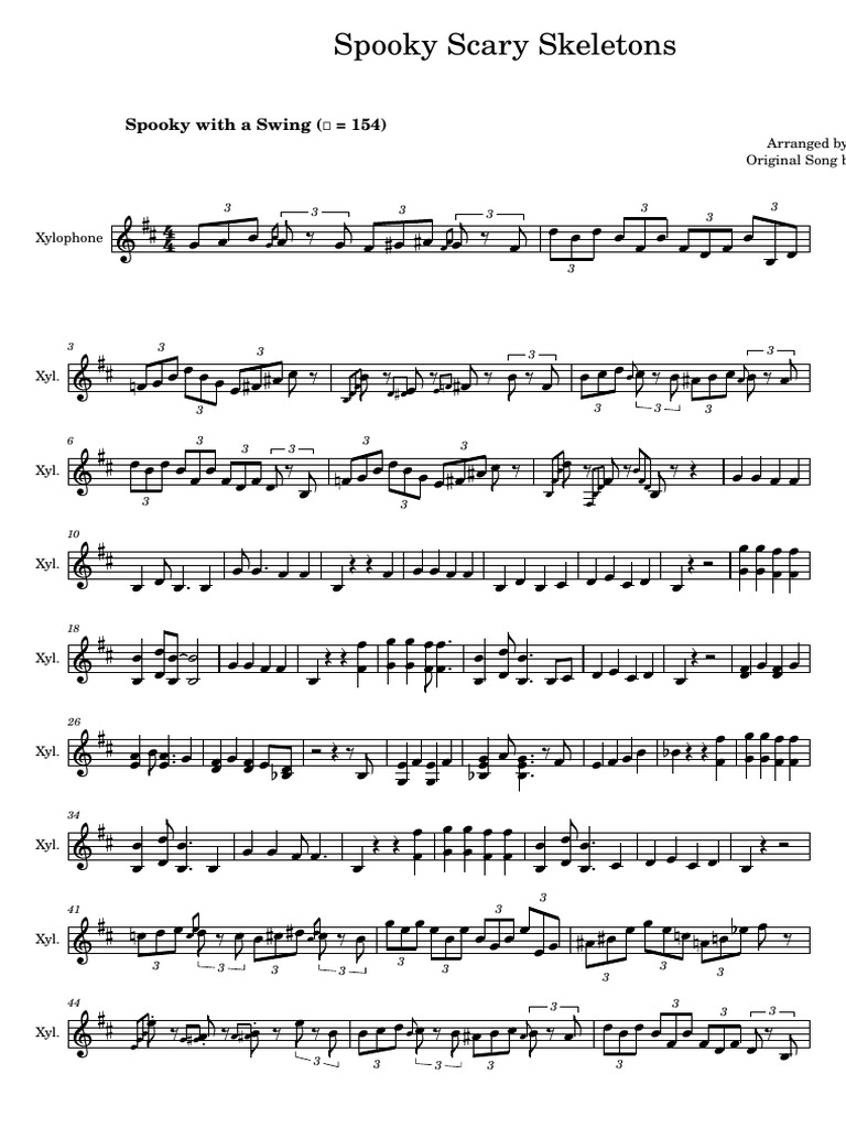 Spooky Scary Skeletons Sheet Music | PDF