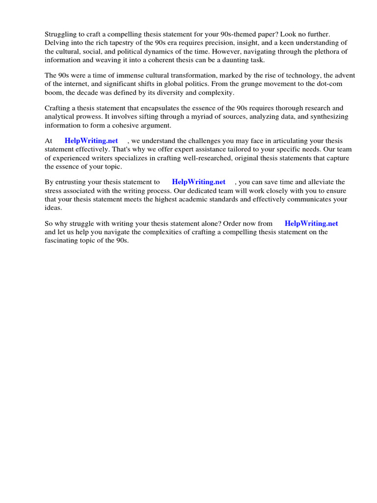 90s Thesis Writing Help | PDF | Essays | Thesis