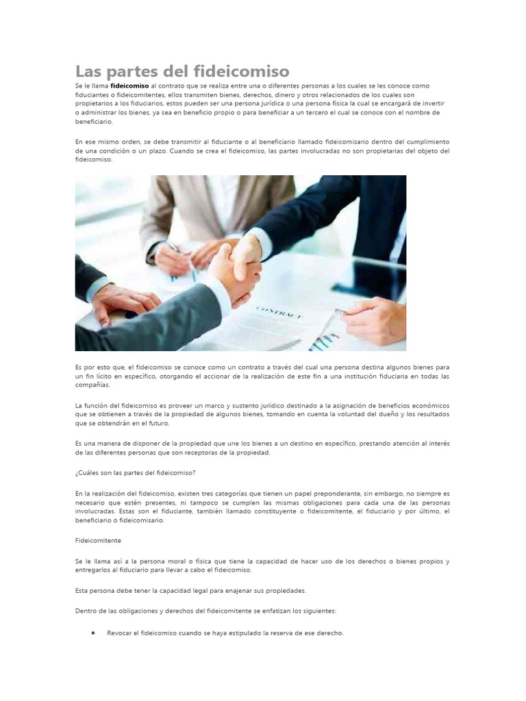 Las Partes Del Fideicomiso | PDF | Ley común | Justicia