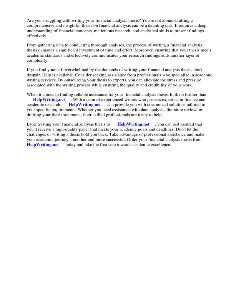 Financial Analysis Thesis Sample | PDF | Marketing | Cost